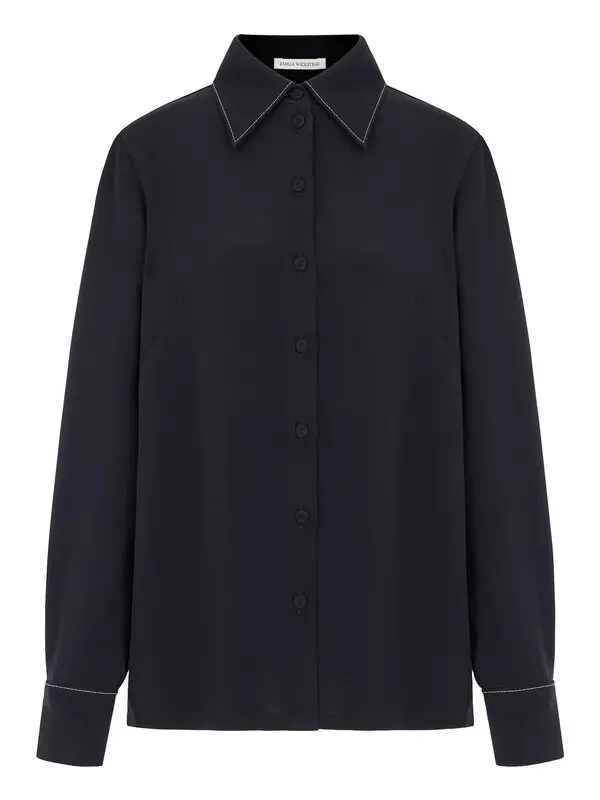 EMILIA WICKSTEAD Silk Crepe De Chine Top - Black