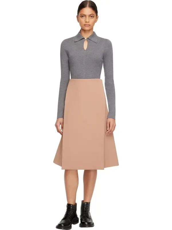 EMILIA WICKSTEAD Ifsa Skirt In Birdseye Suiting - Camel