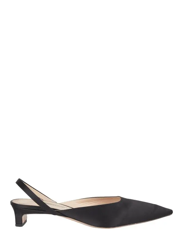 EMILIA WICKSTEAD Kaori Slingback Kitten Heel In Satin - Black
