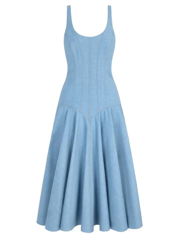 EMILIA WICKSTEAD Harmoni Melange Summer Wool Dress - Blue