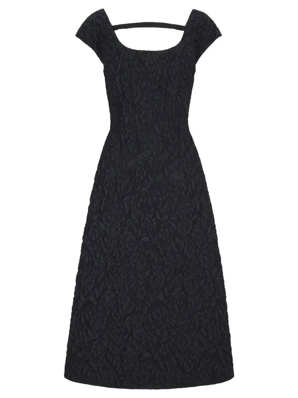 EMILIA WICKSTEAD Pesca Dress In Embossed Cloque - Black