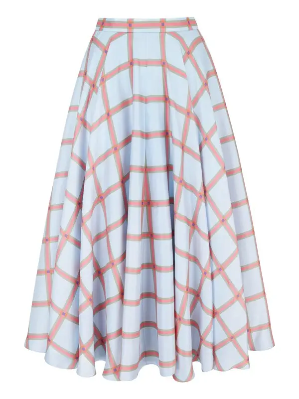 EMILIA WICKSTEAD Karima Silk Twill Midi Skirt - Blue