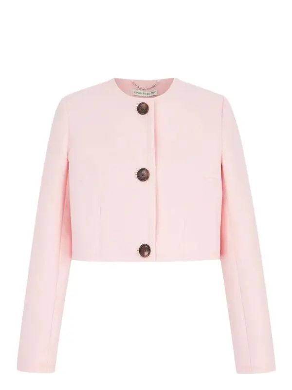 EMILIA WICKSTEAD Lizette Cropped Jacket In Light Wool Crepe - Pink