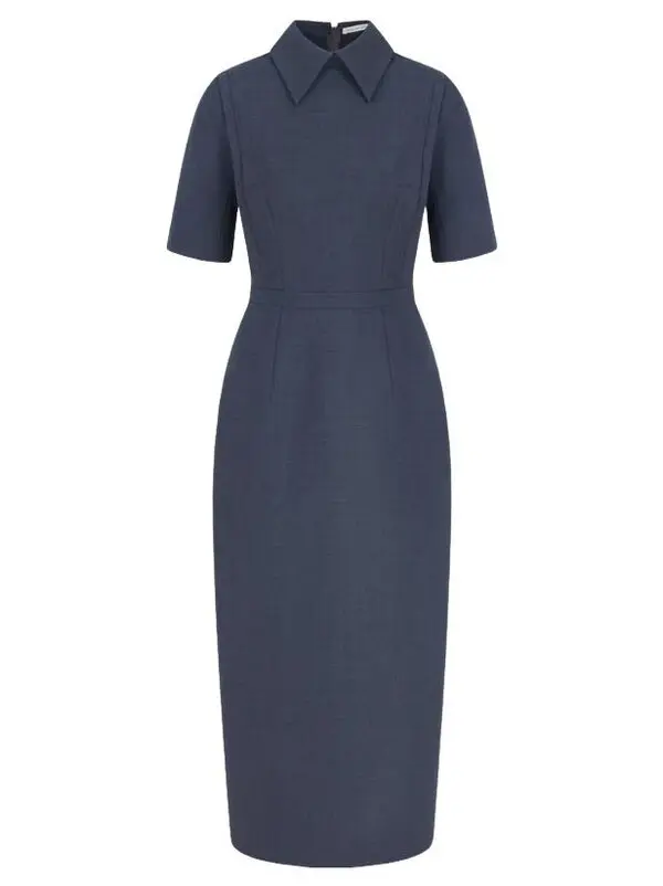 EMILIA WICKSTEAD Valletta Midi Dress In Summer Wool - Charcoal