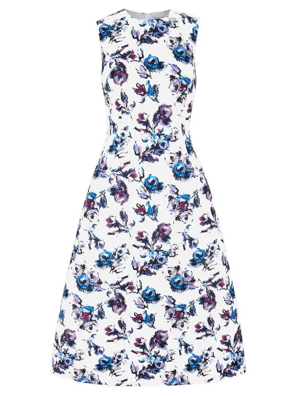 EMILIA WICKSTEAD Floral Print Genzianella Sateen Rumi Dress - Blue