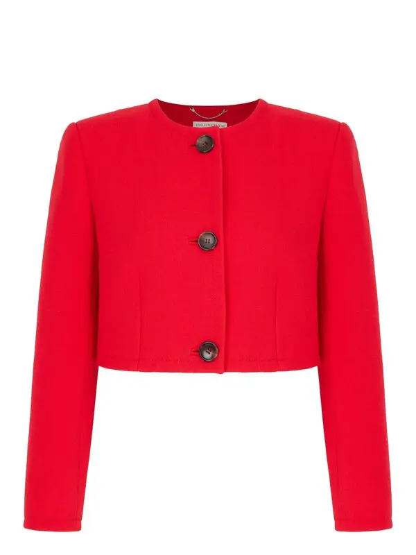 EMILIA WICKSTEAD Lizette Cropped Jacket In Wool Crepe - Red