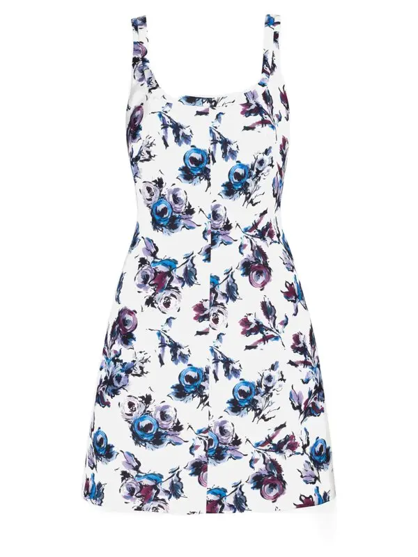 EMILIA WICKSTEAD Floral Print Genzianella Sateen Dress - Blue