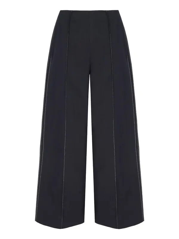 EMILIA WICKSTEAD Tailored Straight Leg Cropped Trousers - Black