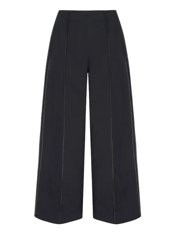EMILIA WICKSTEAD Tailored Straight Leg Cropped Trousers - Black