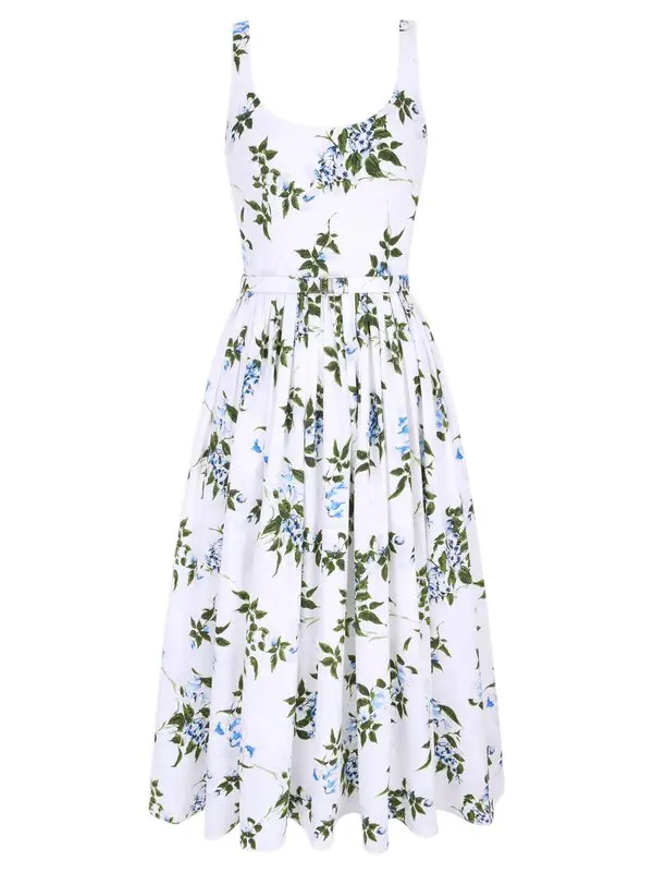 EMILIA WICKSTEAD Eglantine Dress With Lilac Lilies & Cherry Print - White