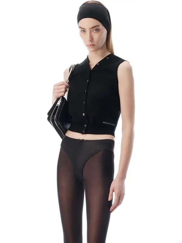 Alexander Wang Continuous Placket Tank Top Cardigan - Black