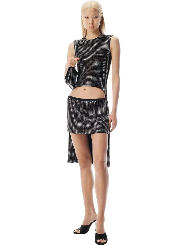 Alexander Wang Crystal Hotfix Mid-rise Mini Skort - Black