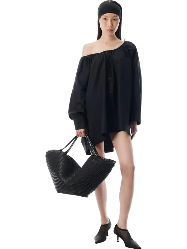 Alexander Wang Bungee Scoop Neck Mini Shirt Dress - Black