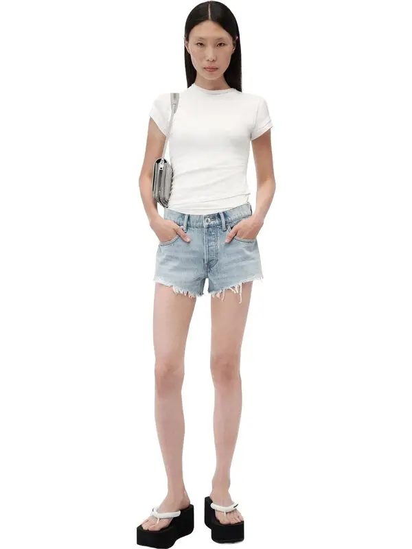 Alexander Wang Crystal Hotfix Logo Pocket Relaxed Short - Light Bleach