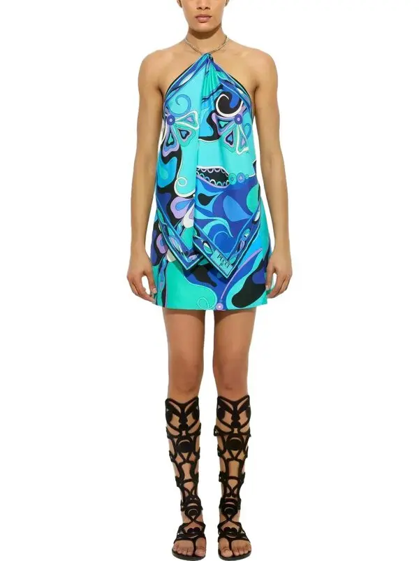 Emilio Pucci Iride Print Silk Halterneck Top - Blue