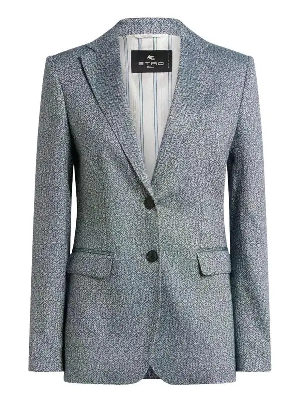Etro Single-breasted Jacquard Jacket - Blue