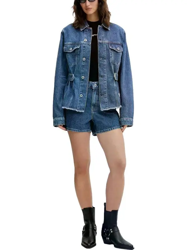Karl Lagerfeld Logo Patch Denim Shorts - Blue