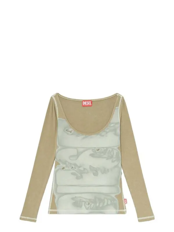DIESEL® Slim Fit Long Sleeve Top With Digital Print - Multicolor
