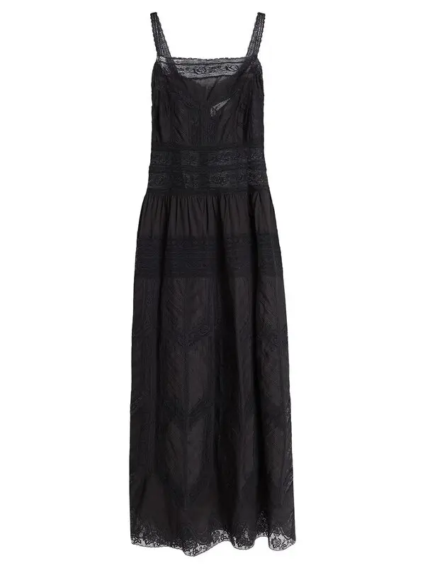Zimmermann Lace Paneled Cotton Midi Dress - Black