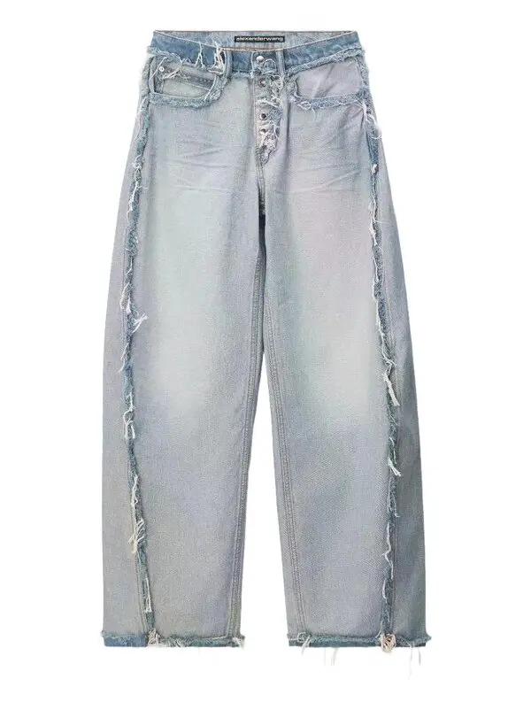 Alexander Wang Bleach Acid Wash Frayed Edge Wide-leg Jeans - Blue