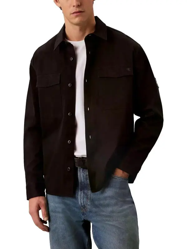 Calvin Klein Logo-embroidered Pocket-detail Overshirt - Black