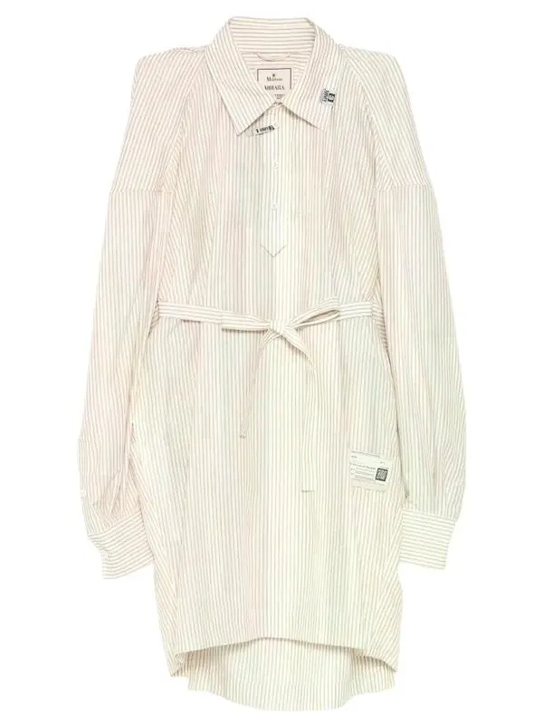 Mihara Yasuhiro Striped Sleeveless Shirt Dress - Neutrals