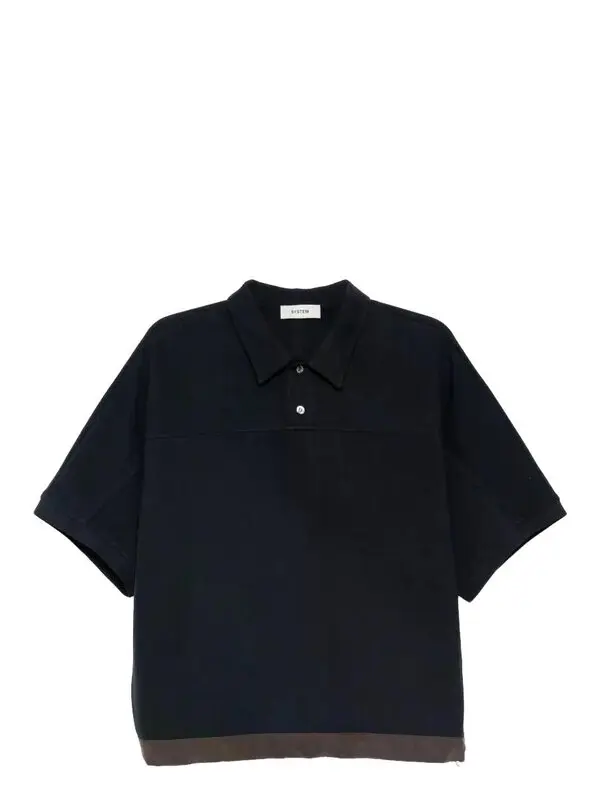 SYSTEM Colour-block Polo Shirt - Blue