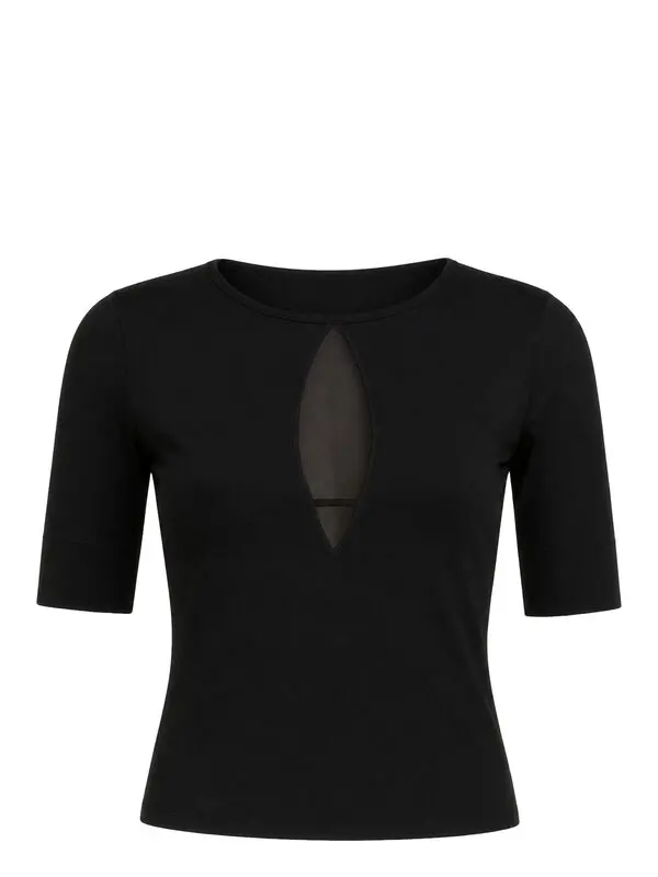 MARIANNE BY MARIE JORDANE Maya Organic Cotton Top With Sheer Detail - Black