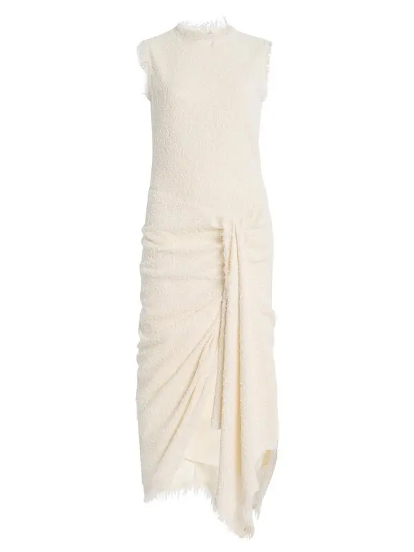 Oscar De La Renta Draped Bouclé Midi Dress - Ivory