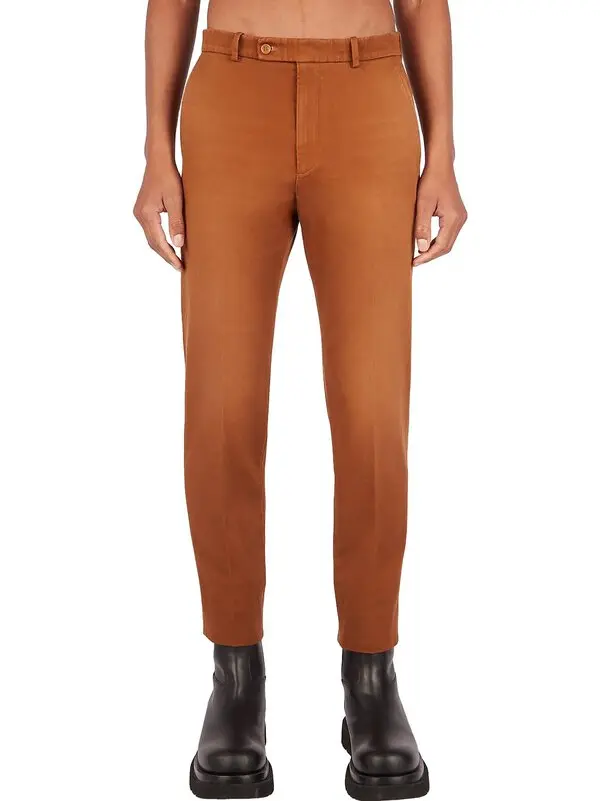 Gucci Regular Fit Canvas Weave Cotton Pants - Brown