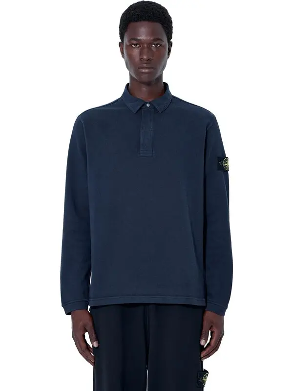 Stone Island Long Sleeve Polo Shirt - Black