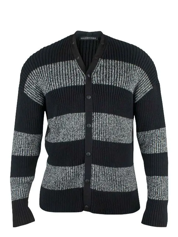Balenciaga Cotton Cardigan With Back Logo - Black