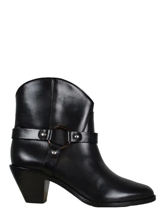 FRANCESCO RUSSO Leather Buckled Ankle Boots - Black