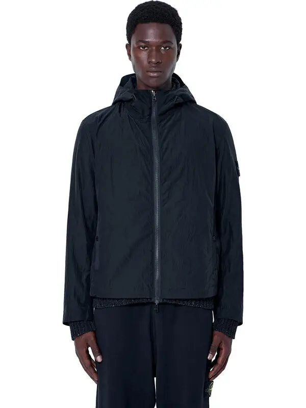 Stone Island Textured Knit Hooded Jacket - Black