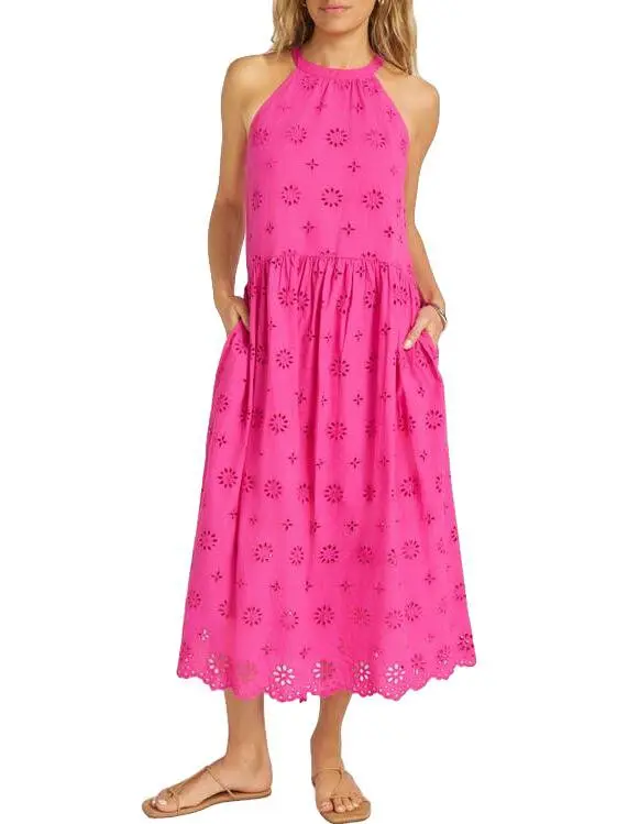 Matty M. Rhea Eyelet Sleeveless Cotton Maxi Dress - Magenta