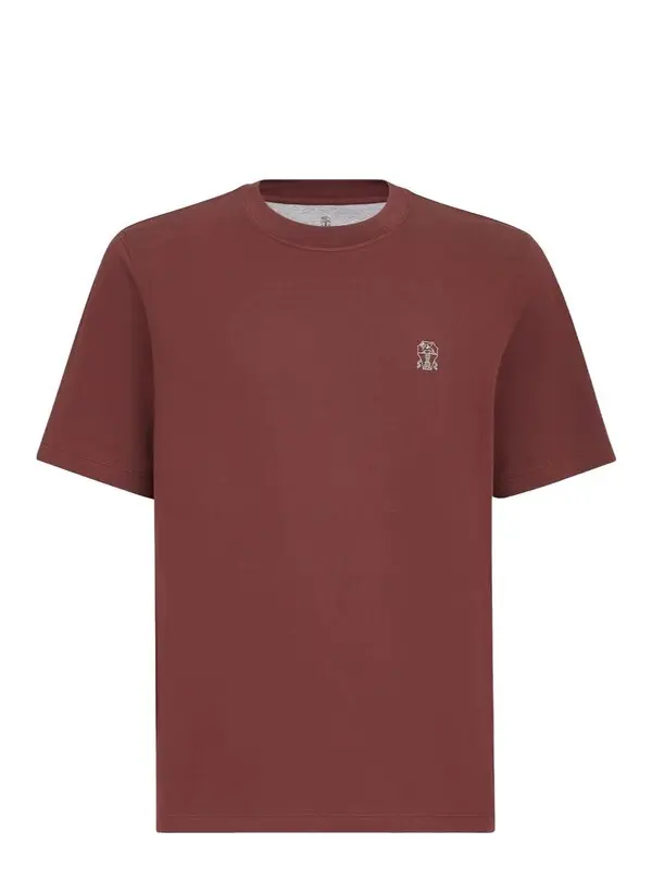 Brunello Cucinelli Cotton Jersey Crew-neck T-shirt With Logo - Red
