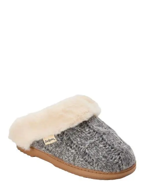 DEARFOAMS Nicki Knit Scuff Cable Knit Slippers - Grey