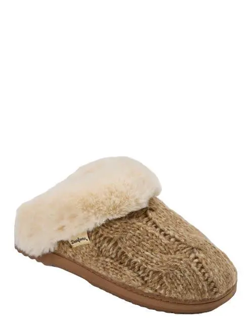DEARFOAMS Nicki Knit Scuff Cable Knit Slippers - Latte
