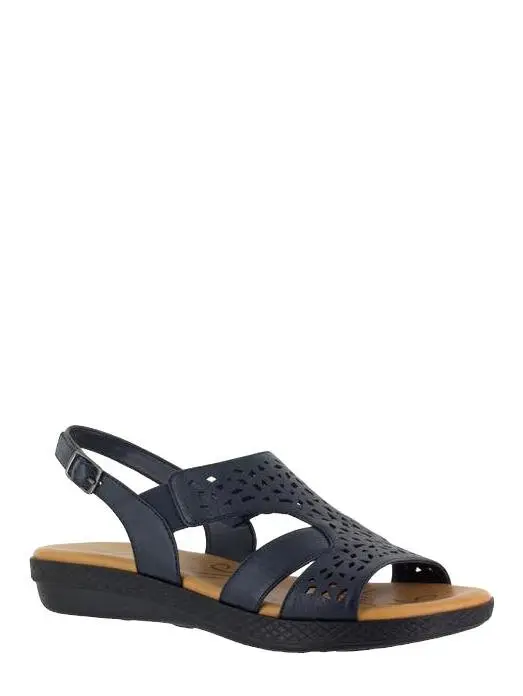 EASY WORKS BY EASY STREET Bolt Cutout Slingback Sandals - Navy