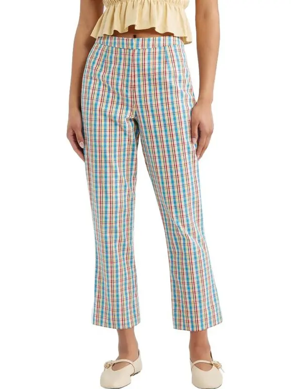 Faithfull The Brand Iria Check Cotton & Linen Capri Pants - Sofia Check