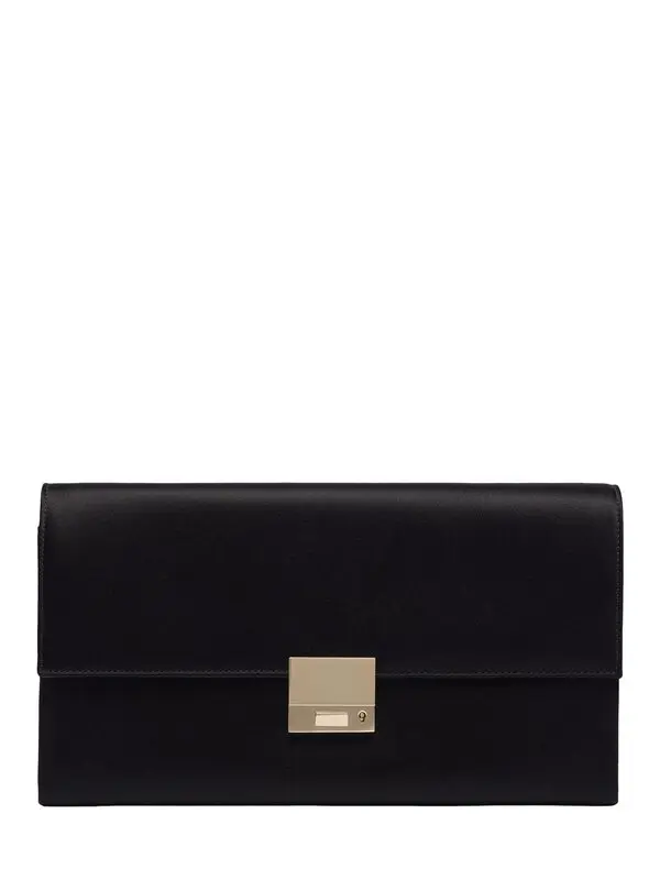 TOM FORD Large Satin Clutch Bag With Gold Tone Clasp - Black