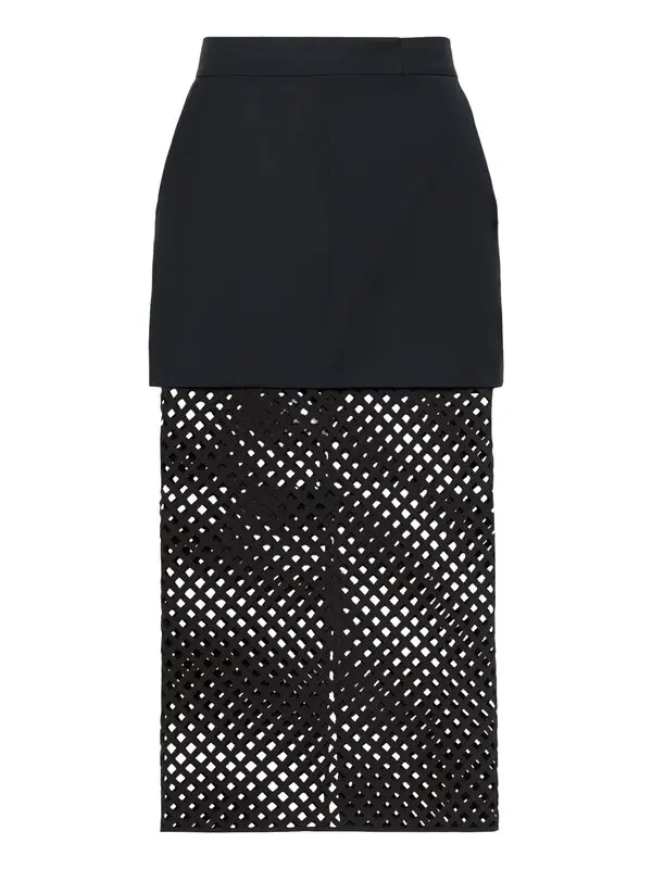 Max Mara Woven Midi Skirt - Navy
