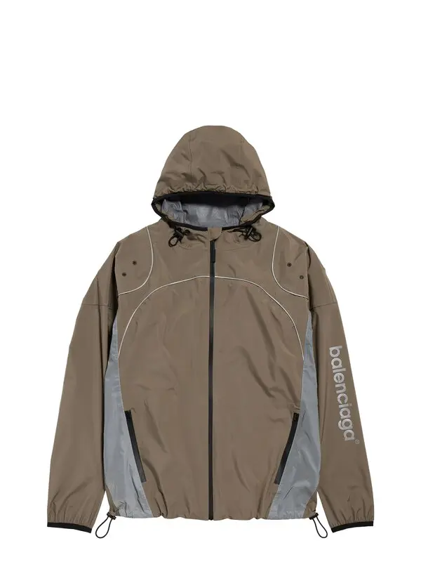 Balenciaga Reflective Techwear Zip-up Hooded Jacket - Grey