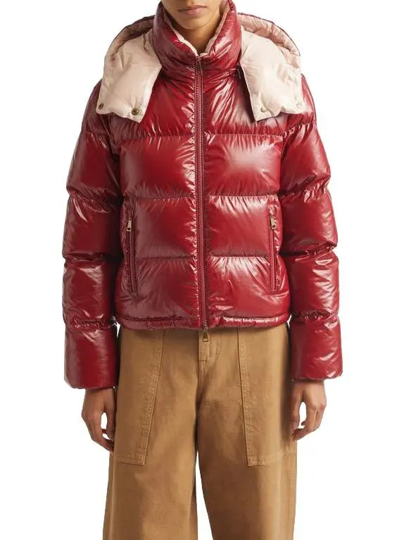Moncler Niveole Crop Down Jacket - Red