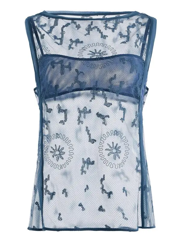 SIR. Leif Lace Bateau-neck Top With Matching Bra - Blue