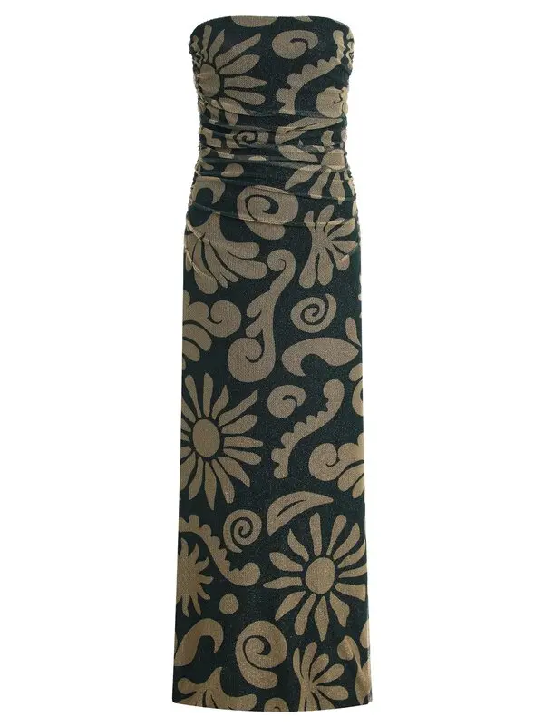 CALA DE LA CRUZ Daphne Printed Strapless Maxi Dress - Multi