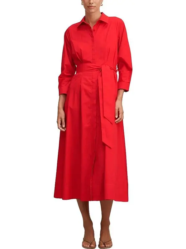 EVER NEW Sally Cotton Shirt Midi Dress - Red
