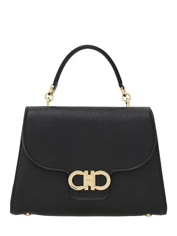 FERRAGAMO Double Gancino Top Handle Bag - Nero
