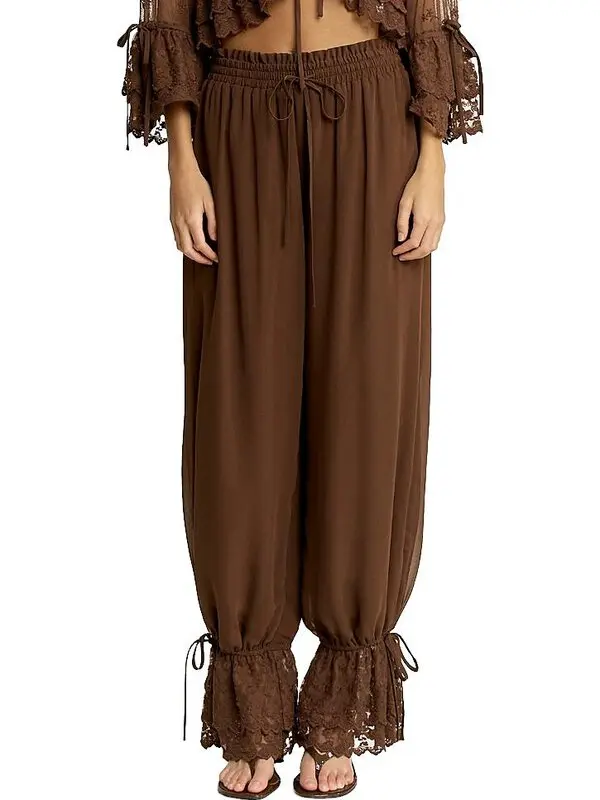 ELEVATOR DISCO Eleanor Tie Hem Bubble Pants - Brown