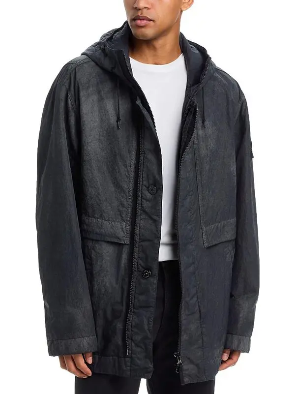Stone Island Hand Sprayed Hooded Parka Jacket - Black